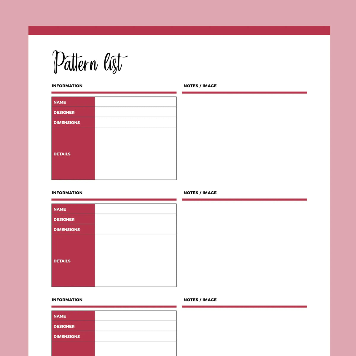 Printable Quilt and Sewing Pattern List | Instant Download PDF – Plan ...