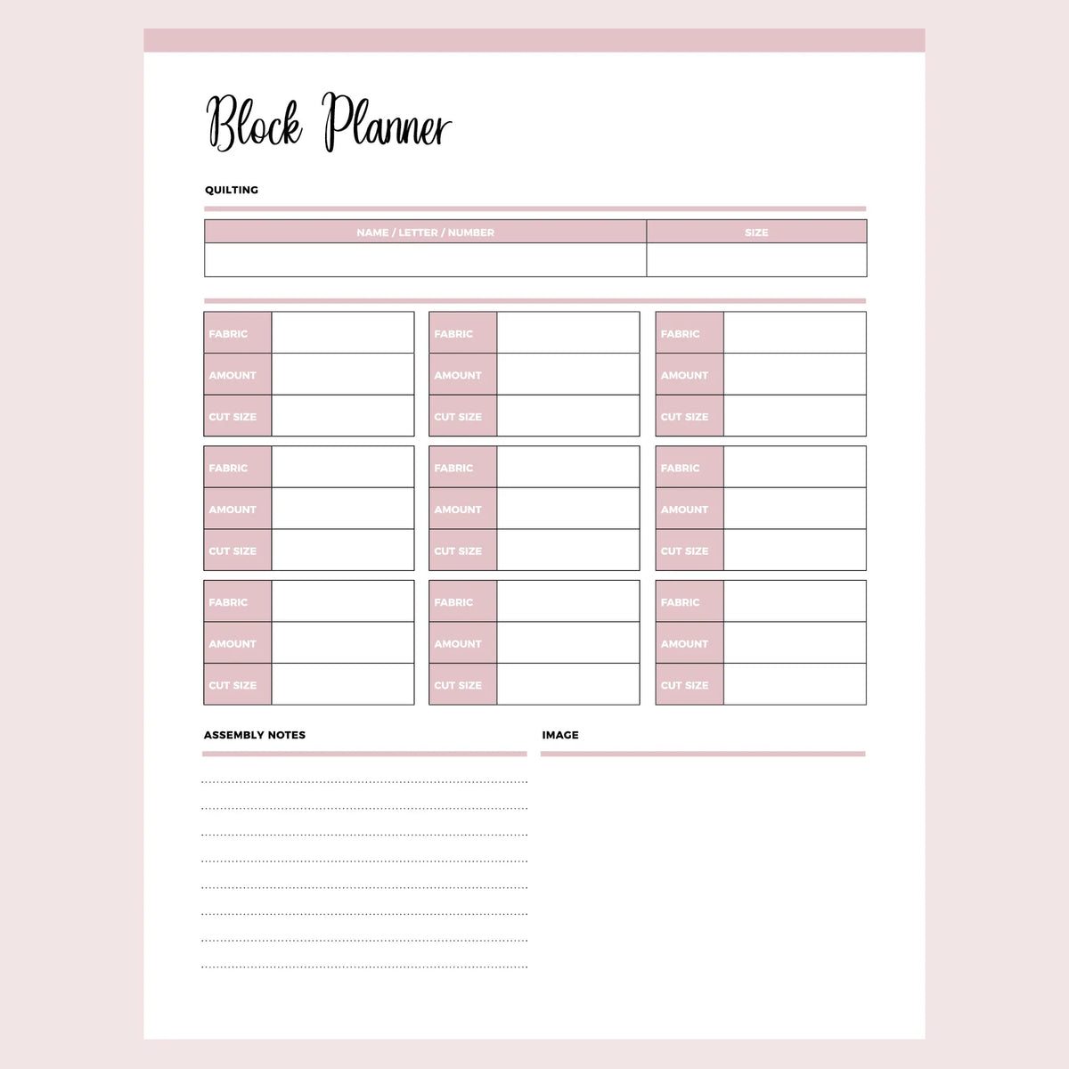 Printable Quilting Block Planner | Instant Download PDF – Plan Print Land