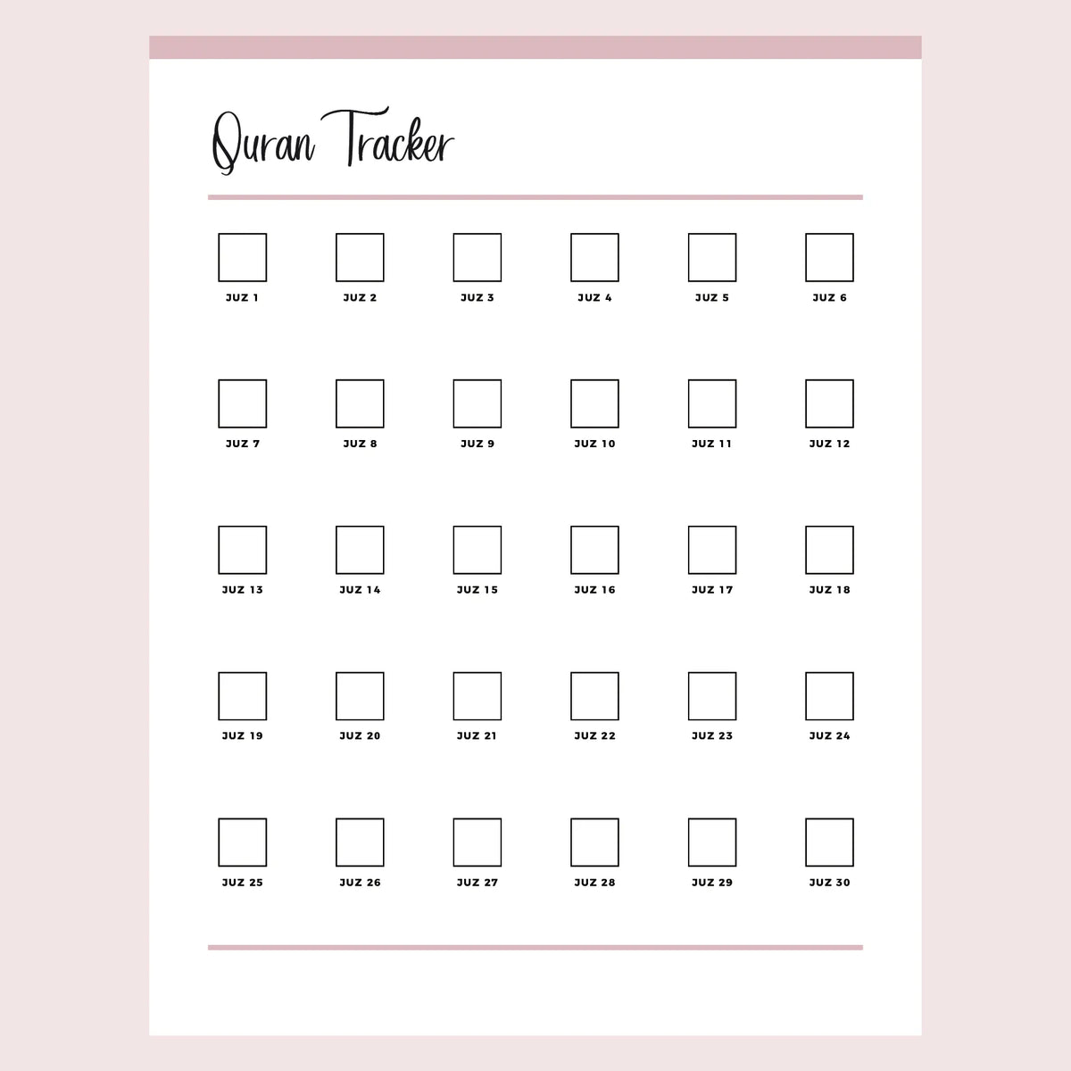Printable Quran Reading Checklist | Instant Download PDF | A4 and US ...