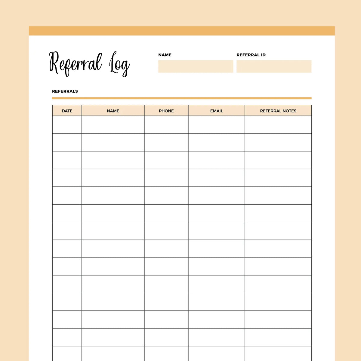 Printable Referral Log | Instant download PDF | A4 & US Letter – Plan ...