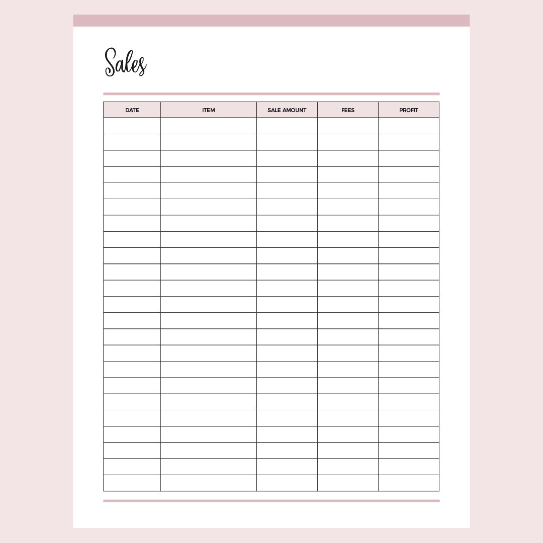 Printable Sales Tracker – Plan Print Land