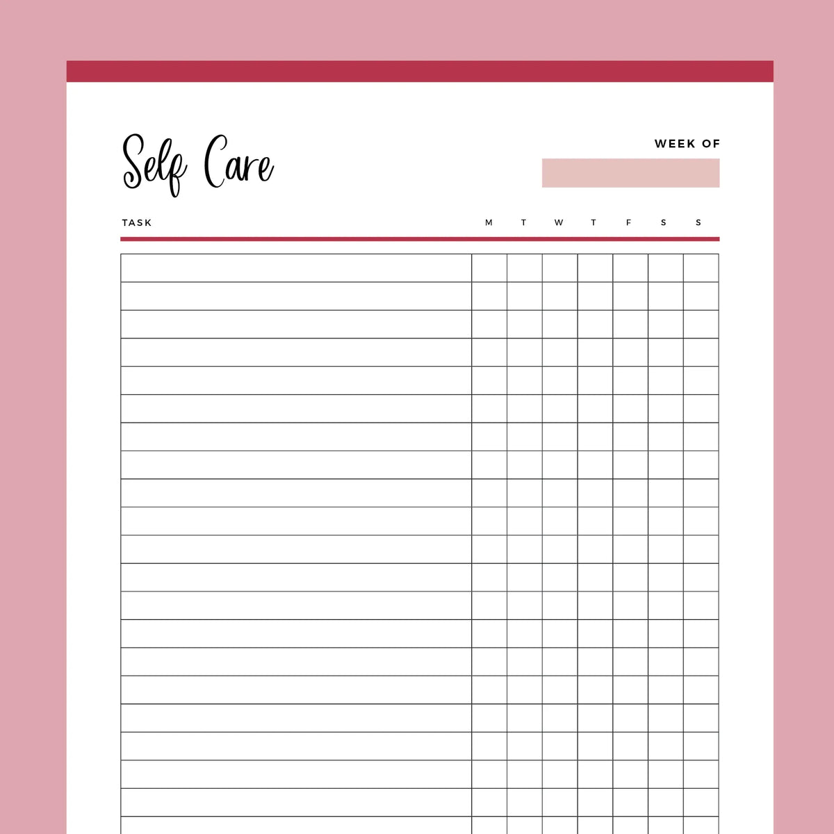 Printable Self-Care Template | Instant Download PDF | A4 and US Letter – Plan Print Land