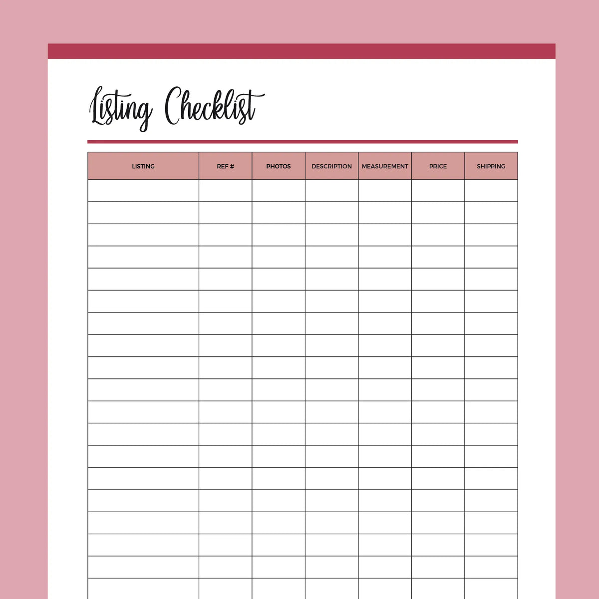 Printable Sellers Checklist For Listing Products | Instant Download PDF ...