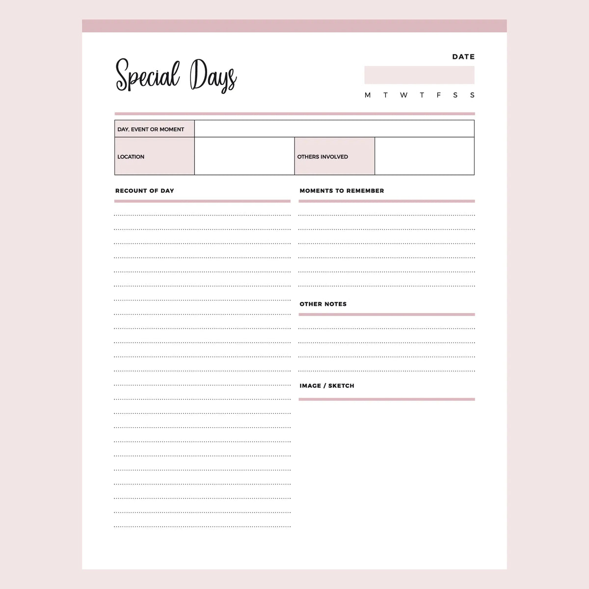Printable Special Memories Journal | Instant Download PDF – Plan Print Land
