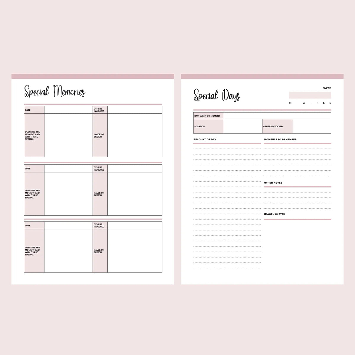Printable Special Memories Journal | Instant Download PDF – Plan Print Land