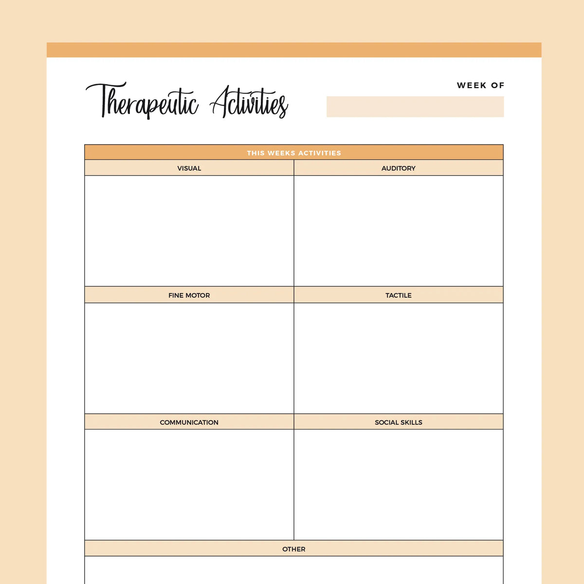 Printable Therapeutic Activities Sheet | Instant Download PDF | A4 and ...