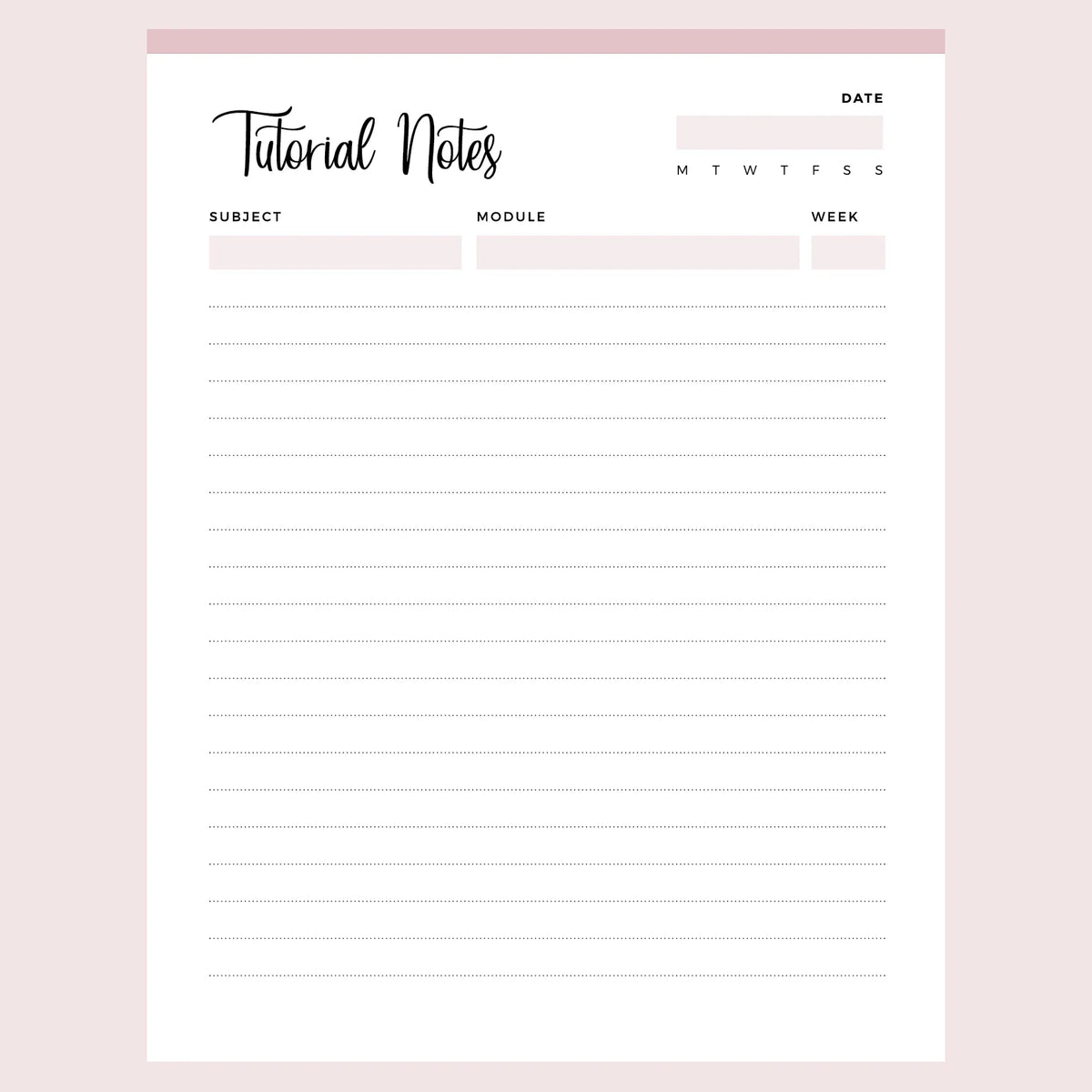 Printable University Tutorial Notes | Instant download PDF | A4 & US ...