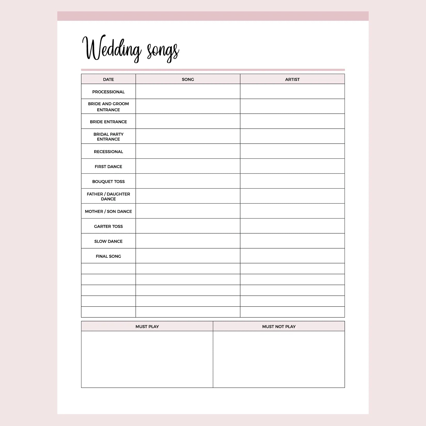 Wedding Song Choices