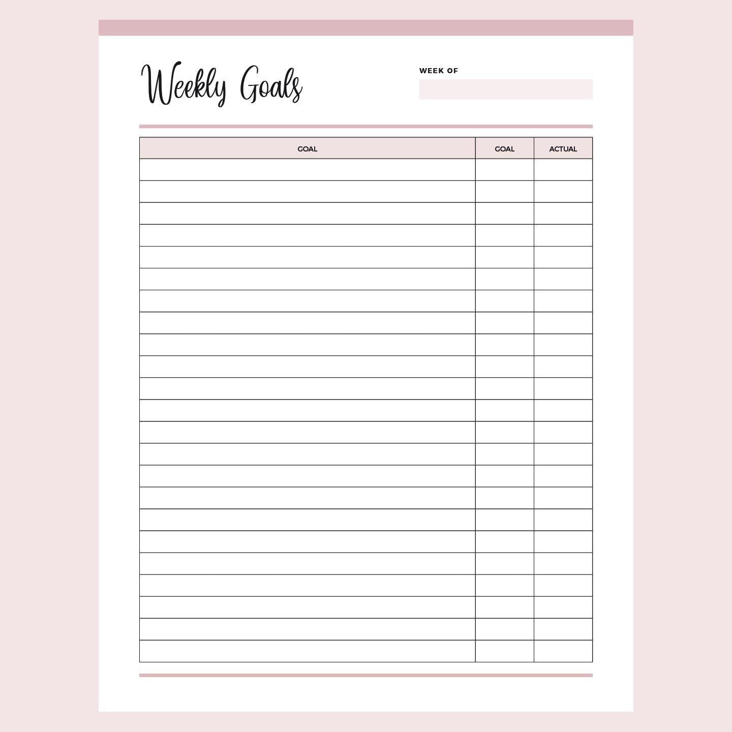 Weekly Goal Planner Template 12 Printable Goal Setting Templates And