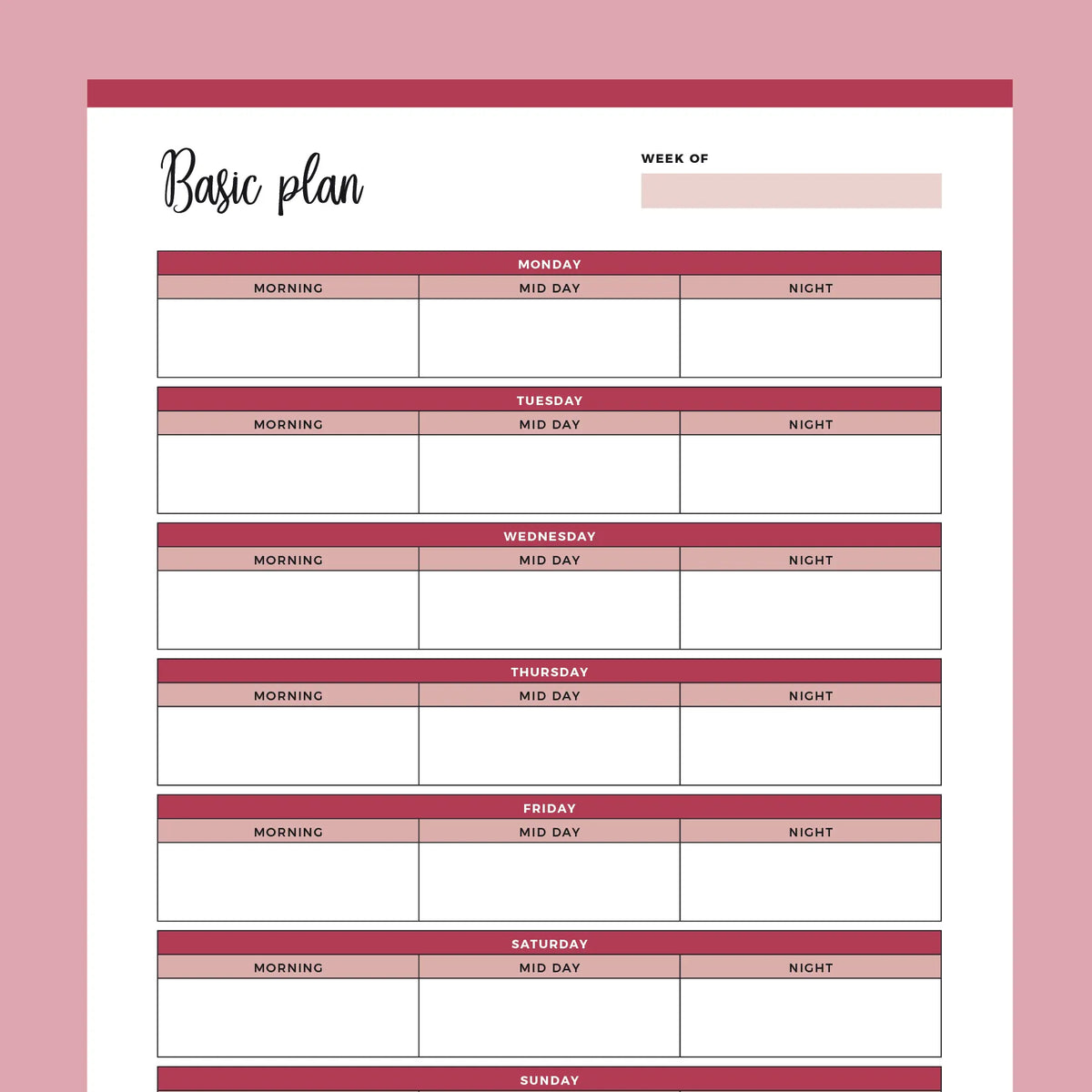 Printable Weekly Overview Planner – Plan Print Land