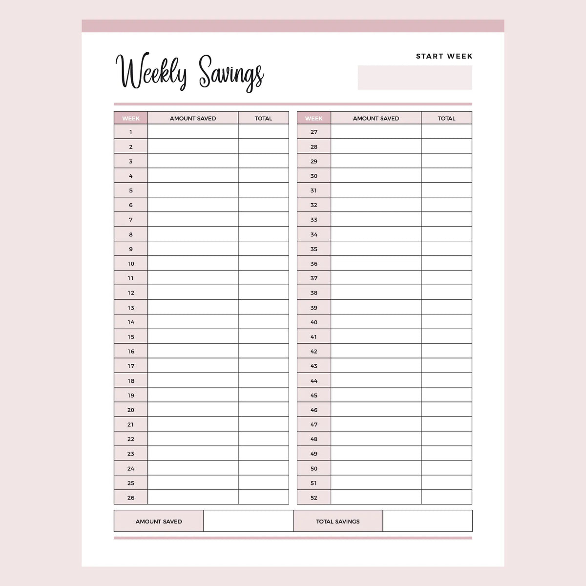 Printable Weekly Savings and Spending Trackers | Instant Download PDF ...