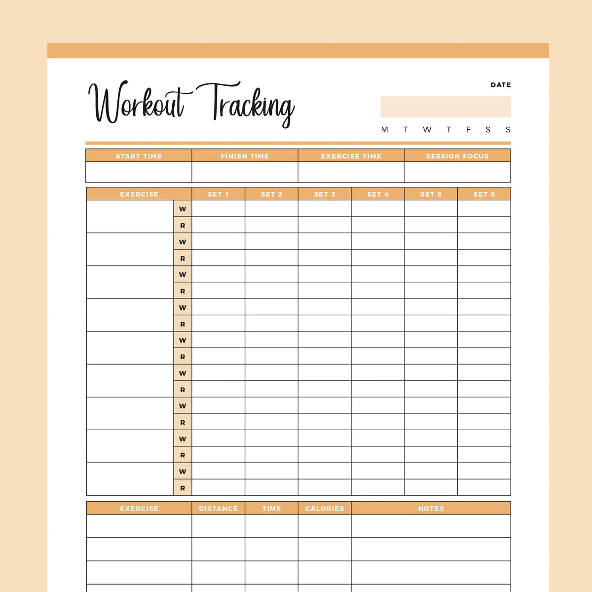 Printable Work Out Planner | Instant Download PDF | A4 and US Letter ...