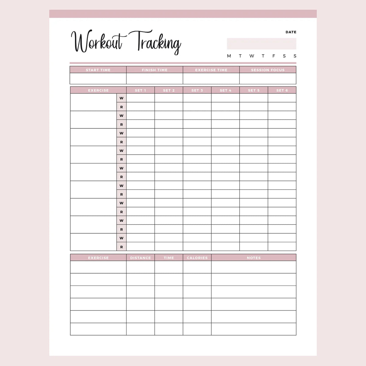 Printable Work Out Planner | Instant Download PDF | A4 and US Letter ...