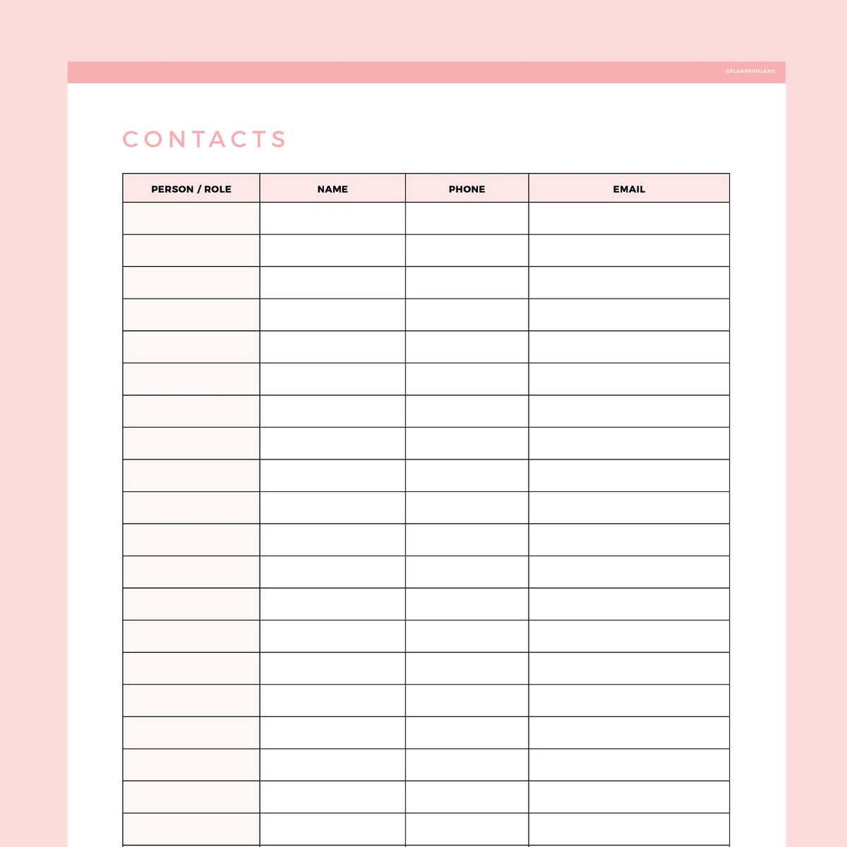 Quick Contacts Sheet Editable | Instant Download Fillable PDF | A4 and ...