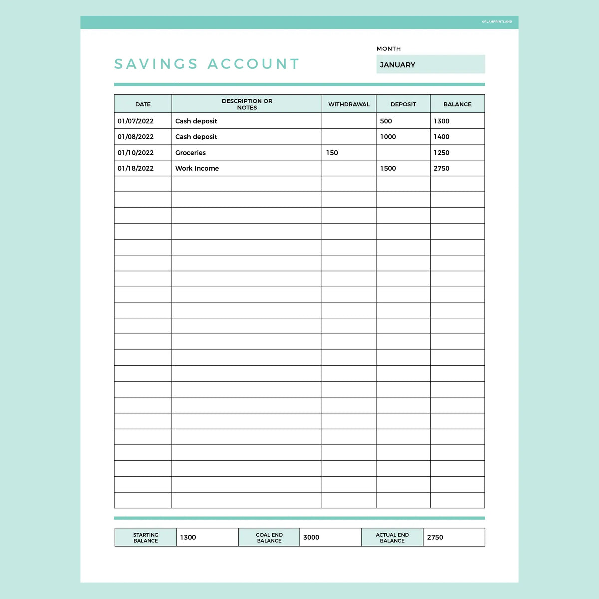 Savings Account Balance Tracker Editable | Instant Download Fillable ...