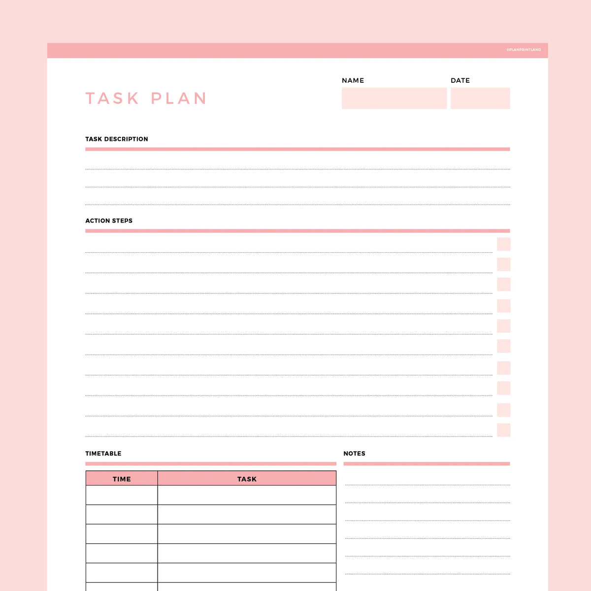Task Planner Template Editable | Instant Download Fillable PDF | A4 and ...
