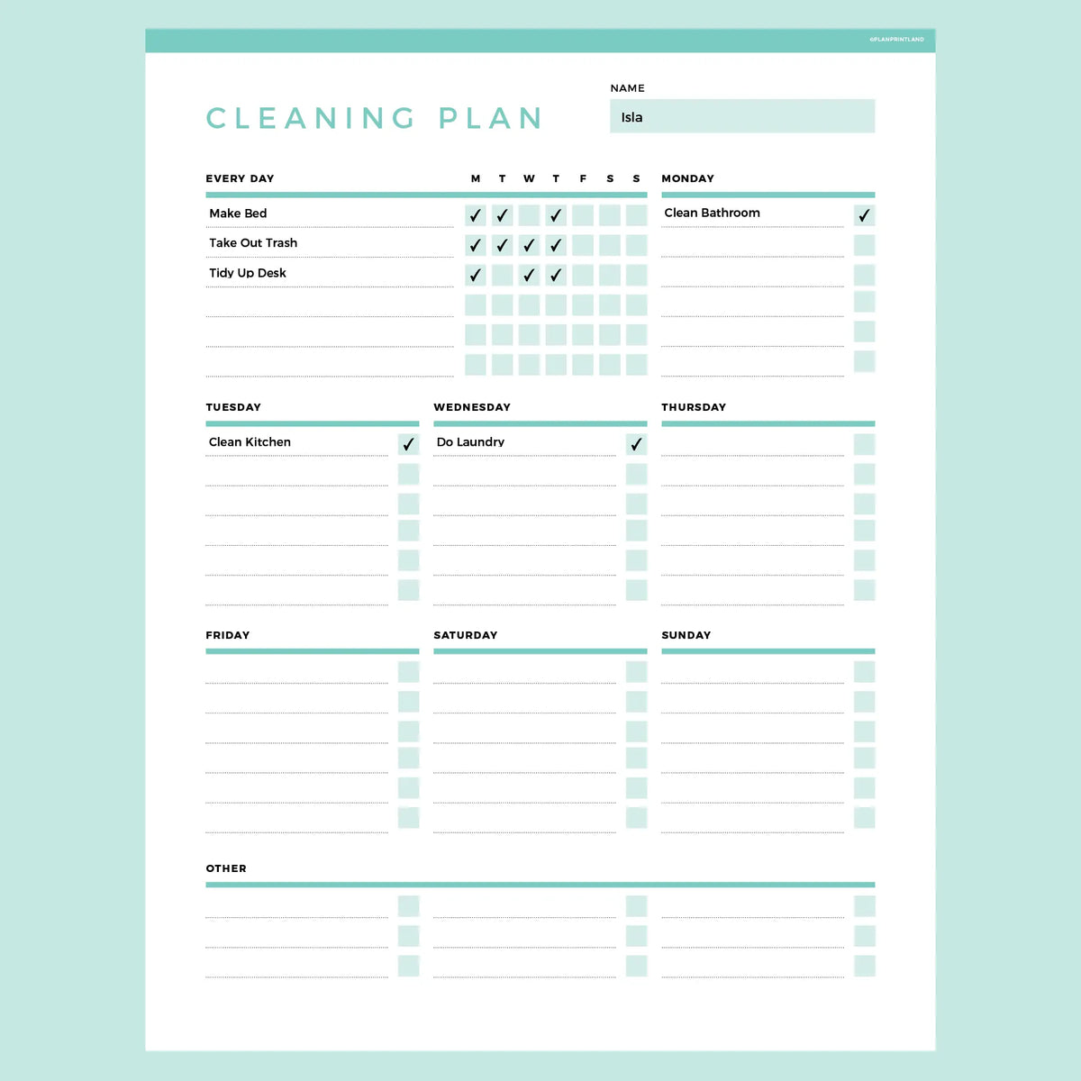 Weekly Cleaning Planner Editable | Instant Download Fillable PDF | A4 ...