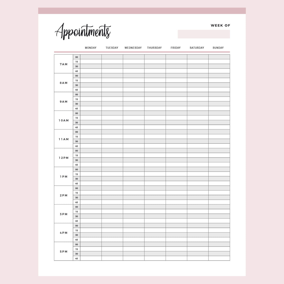 Printable Appointment Book – Plan Print Land